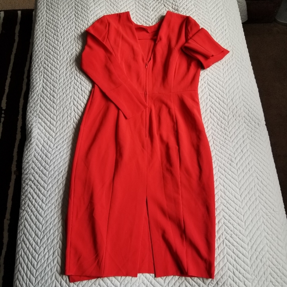 H&M | Dresses | Orange Fitted Dress 6 Plus Midi Retro Cute Fall | Poshmark